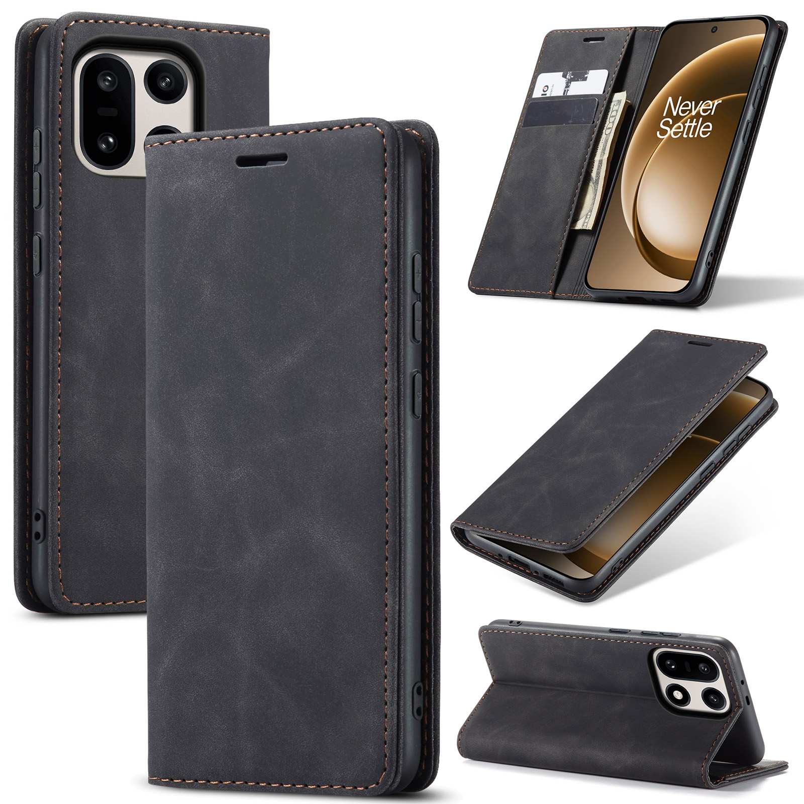 ProGuard OnePlus 15 Vintage Wallet Hoesje Zwart - OnePlus-shop.nl